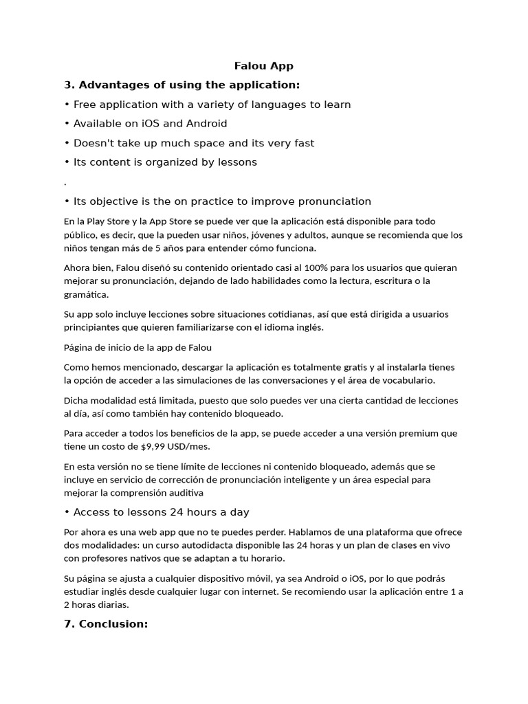 Falou: App para Mejorar Pronunciación | PDF