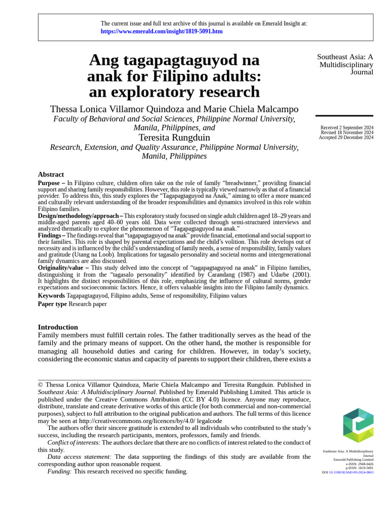 10 1108 - Seamj 09 2024 0063 | PDF | Family | Behavioural Sciences