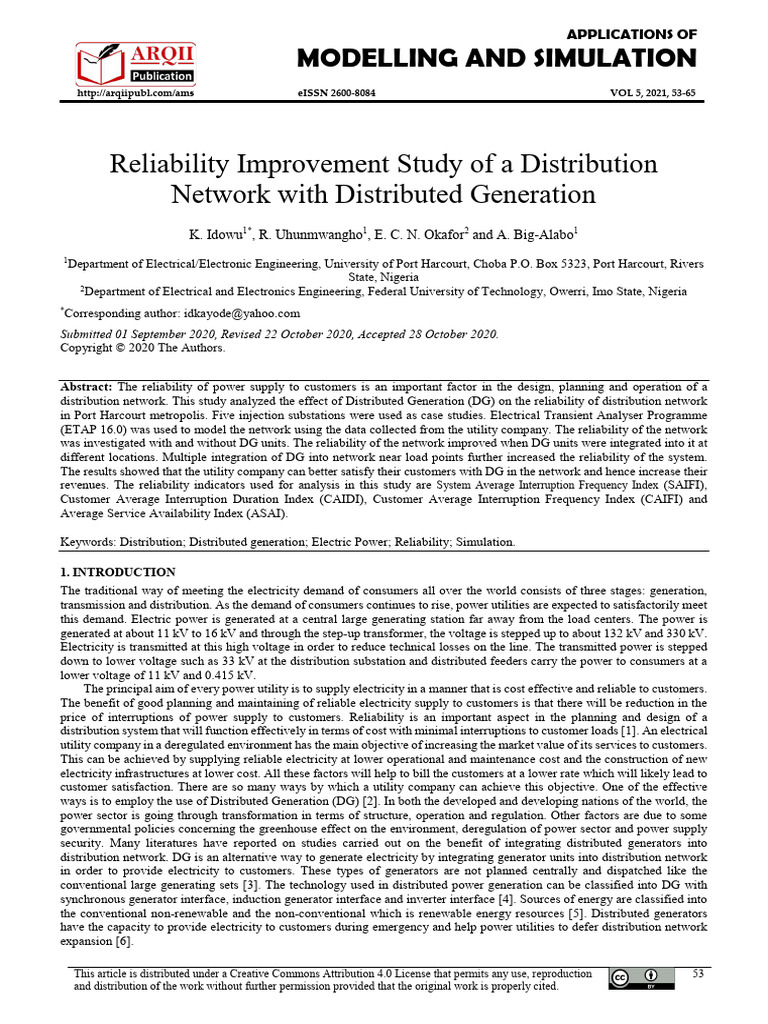 Reliability Improvement Study of A Distr | PDF | Electric Power Distribution | Reliability ...