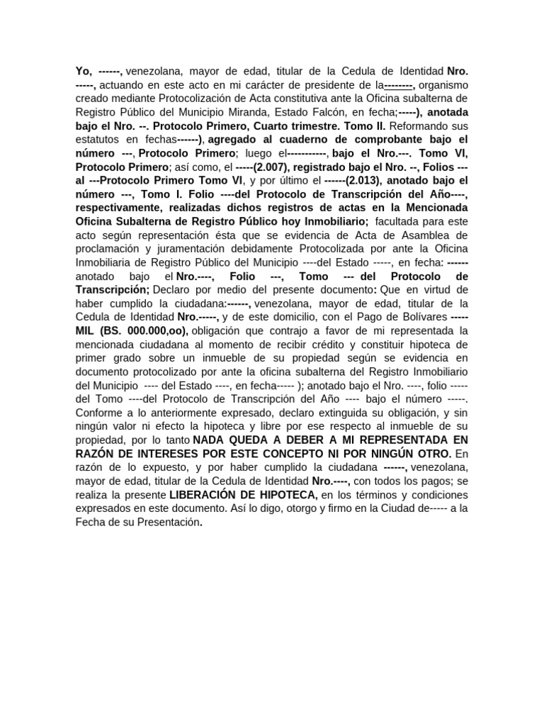 liberacion de hipoteca | PDF