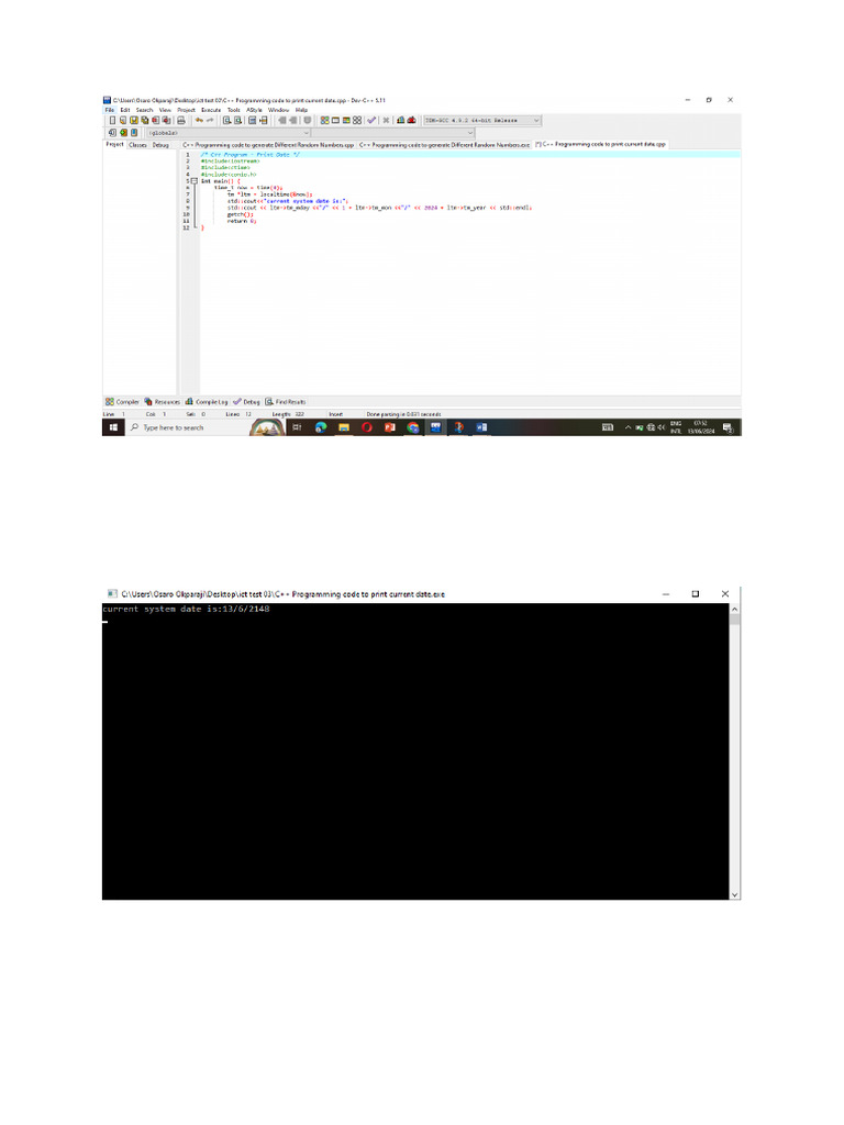 C++ Program To Print The Current Date | PDF