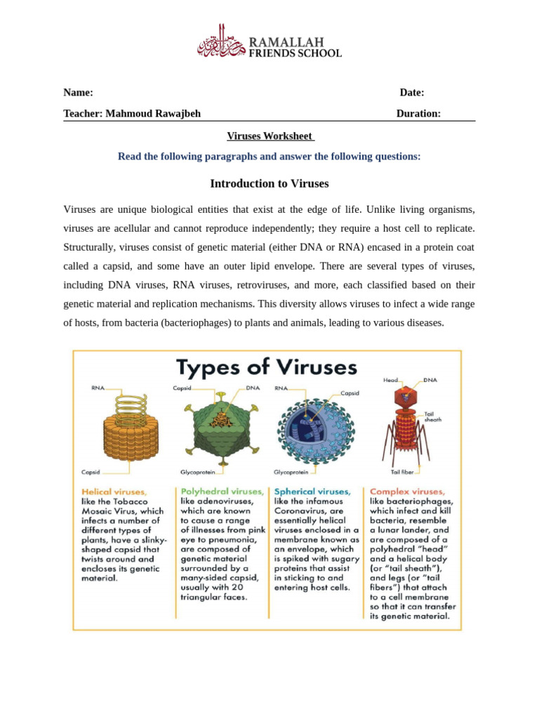 Microbs worksheet (1) | PDF | Virus | Immune System