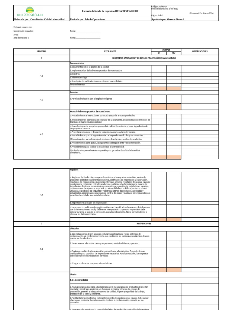 34.FORMATO RTCA ALICOP SGi-Fo-34 | PDF | Alimentos | Agua