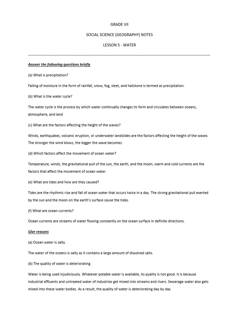 Grade 7 SS-Geography Chapter 5 Notes | PDF
