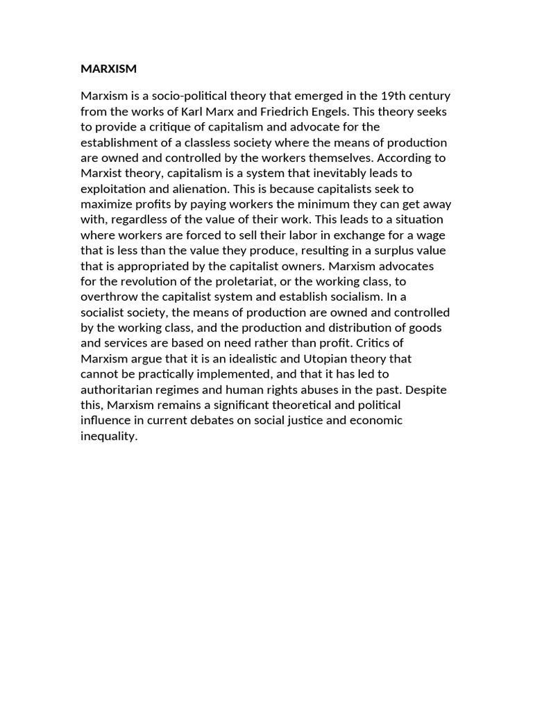 MARXISM | PDF