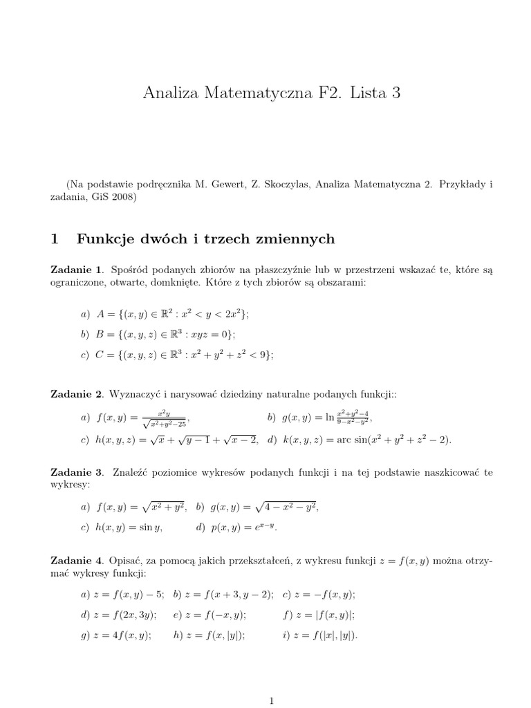 Lista 3 Analiza Matematyczna | PDF