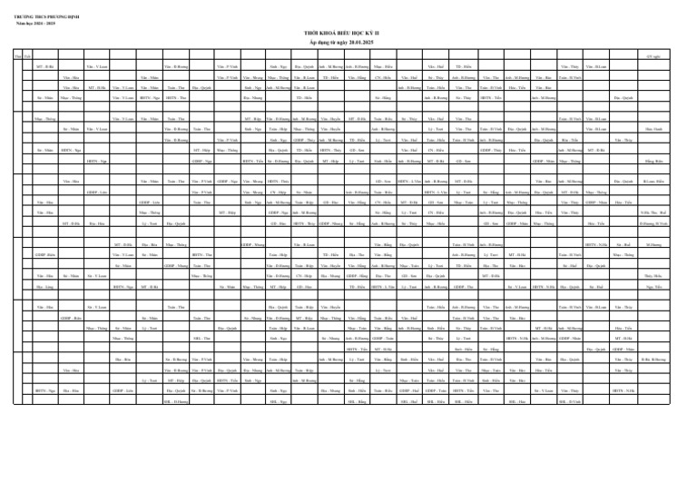 TKB sáng 2024-2025 HKII 20.01.2025 | PDF