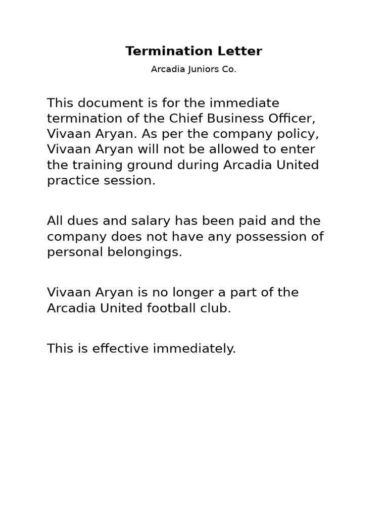 Termination Letter | PDF