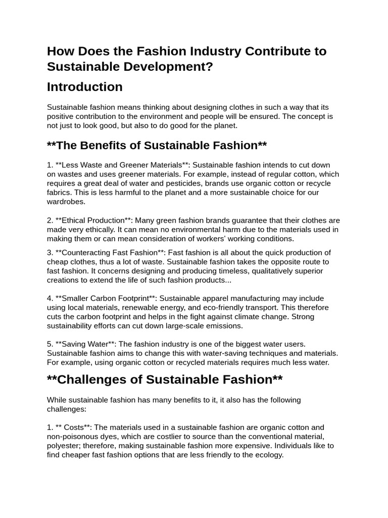 Sustainable Fashion's Impact on Development | PDF | Sustainability ...