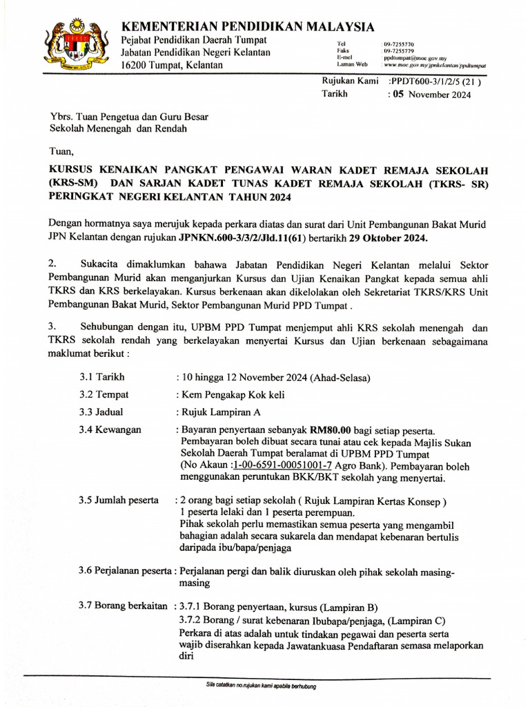 Hebahan Kursus Kenaikan Pangkat TKRS_KRS 2024 | PDF