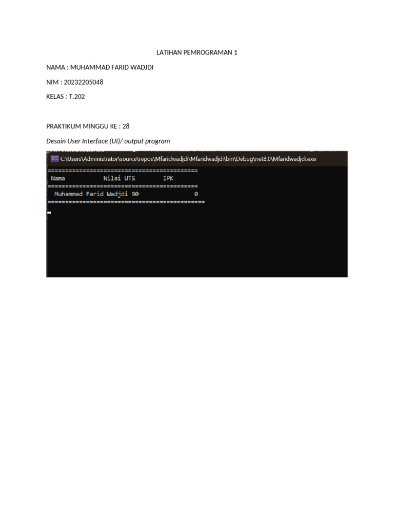 LATIHAN PEMROGRAMAN 1 Pert. 28 | PDF