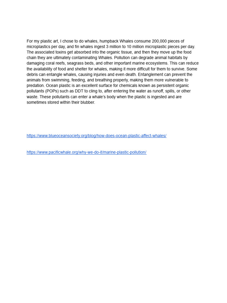 Impact of Ocean Plastic on Whales | PDF