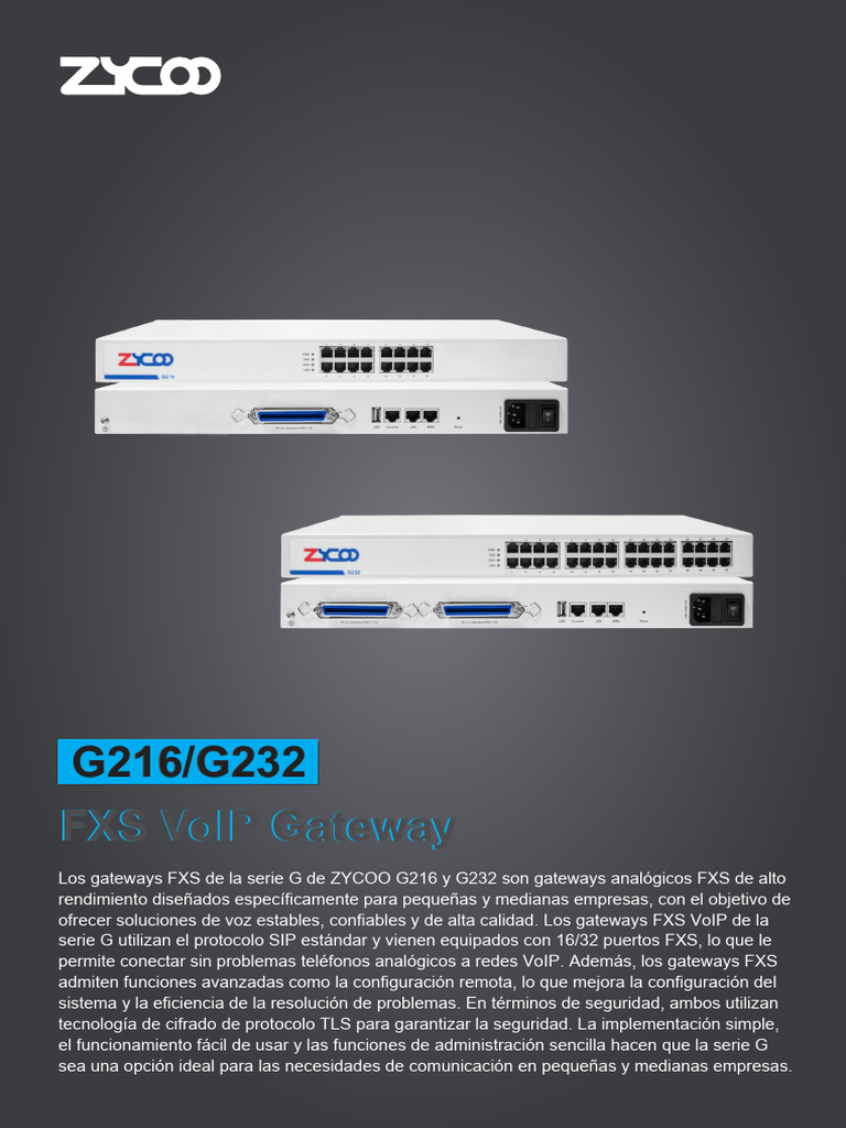 Gateways FXS VoIP G216/G232 para PYMES | PDF | Voz sobre IP ...