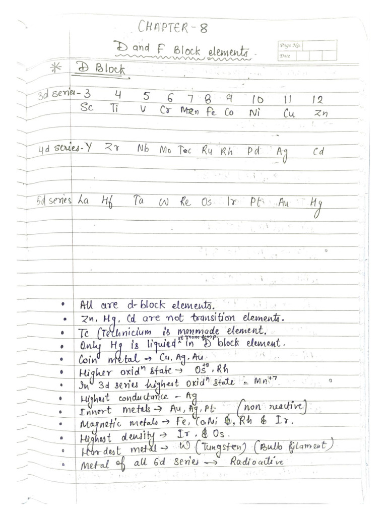 Chapter-8 D & F Block Elements... | PDF