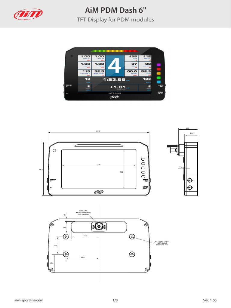 aim_pdm_dash_6_inches_100 | PDF | Film And Video Technology | Computer ...