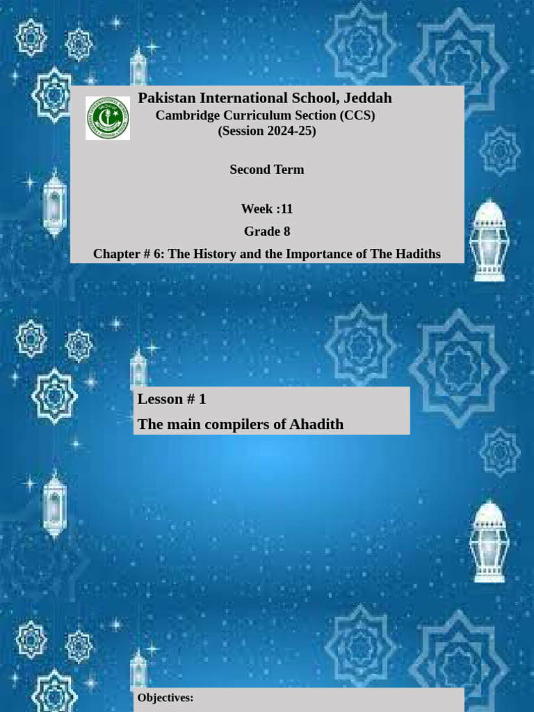 Week - 11 Compilers of Hadith and Six Authentic Books of Hadith | PDF ...