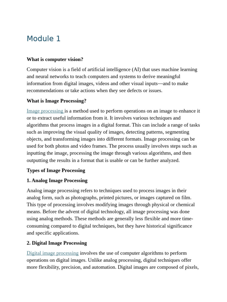 computer vision unit 1, 2 | PDF | Data Compression | Image Segmentation