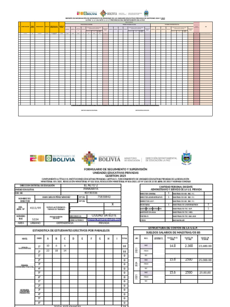 Formulario de Seguimietno y Supervisión U.E. Privadas - Dde El Alto 2 ...