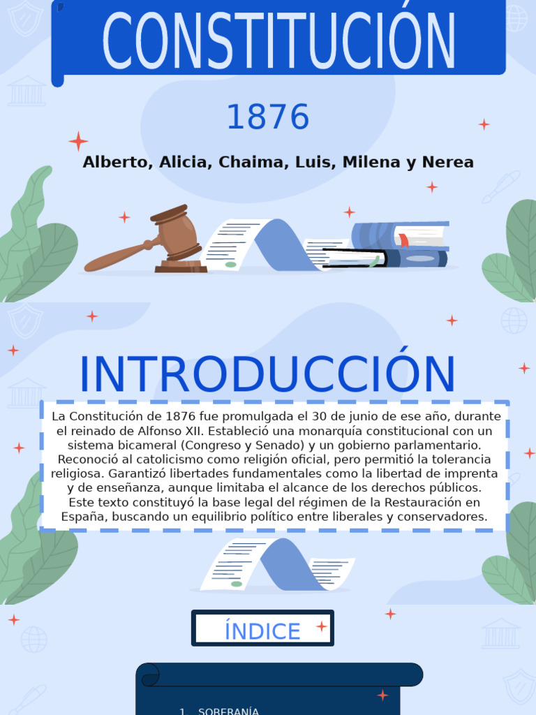 Constitucción de 1876 | PDF | Cortes Generales | Constitución