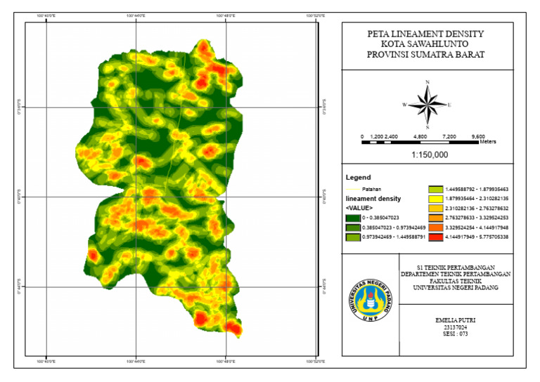 Lineament Density Map of Kota Sawahlunto | PDF