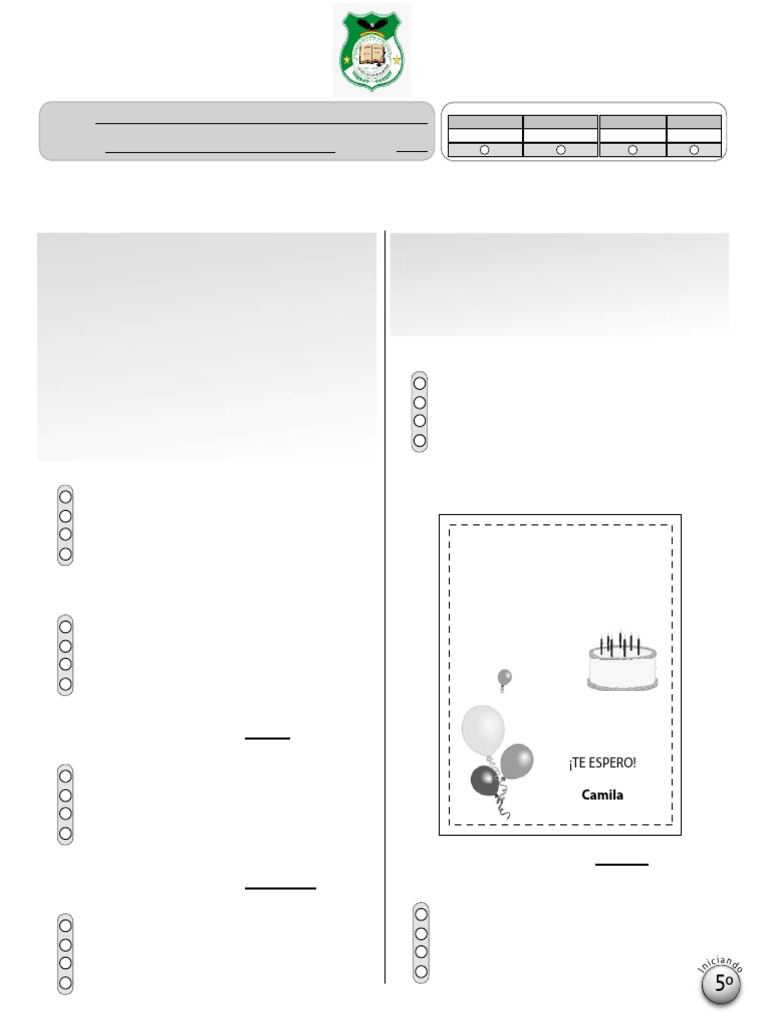 Prueba Diagnóstica de Español 5to Grado | PDF | Brócoli