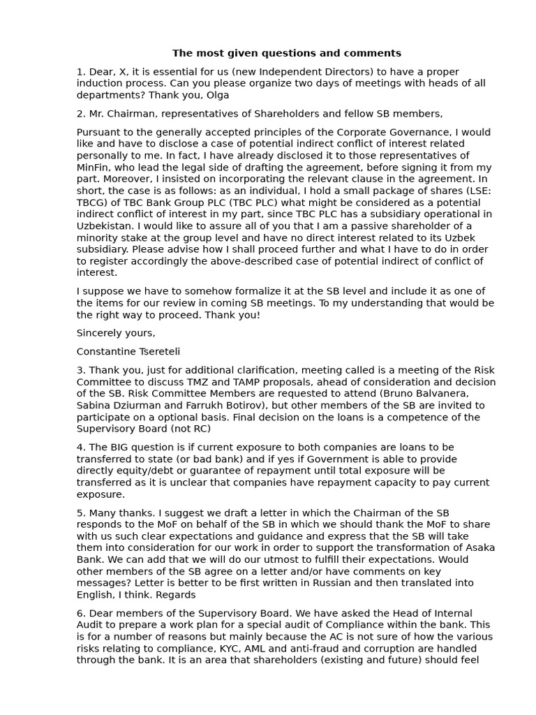 The Most Given Questions and Comments | PDF | Income Statement ...