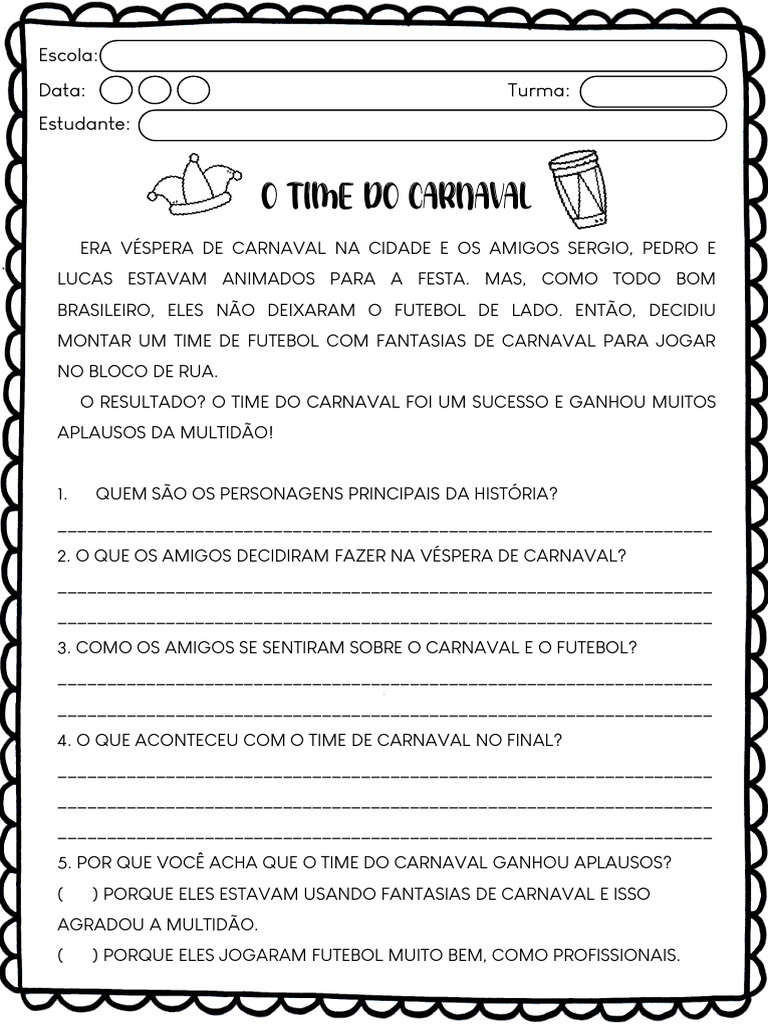 CARNAVAL 1o E 2o ANO Atividades @mari Prof | PDF | Carnaval