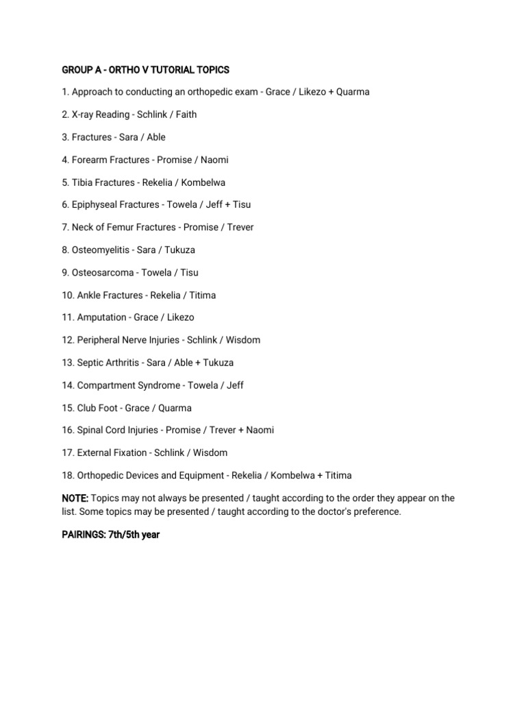 Ortho V Exam and Treatment Topics | PDF