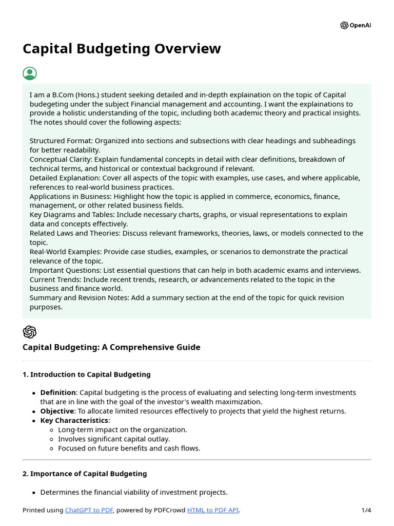 Capital Budgeting: Comprehensive Guide | PDF | Net Present Value ...