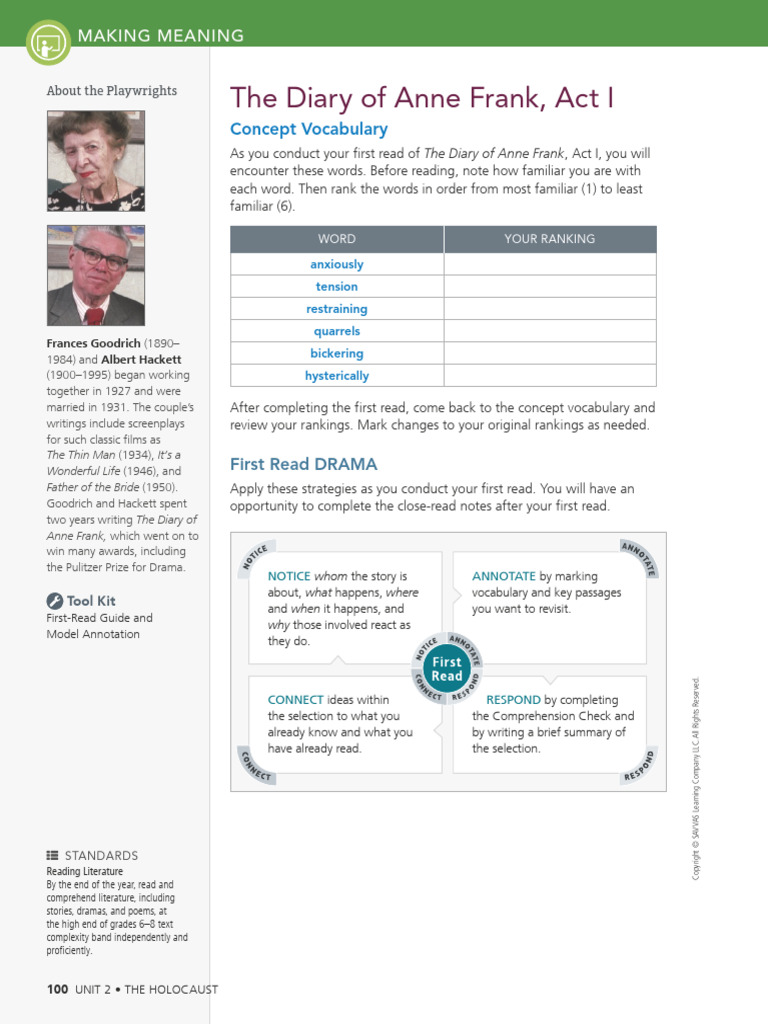 The Diary of Anne Frank Act 1 Text | PDF | Anne Frank