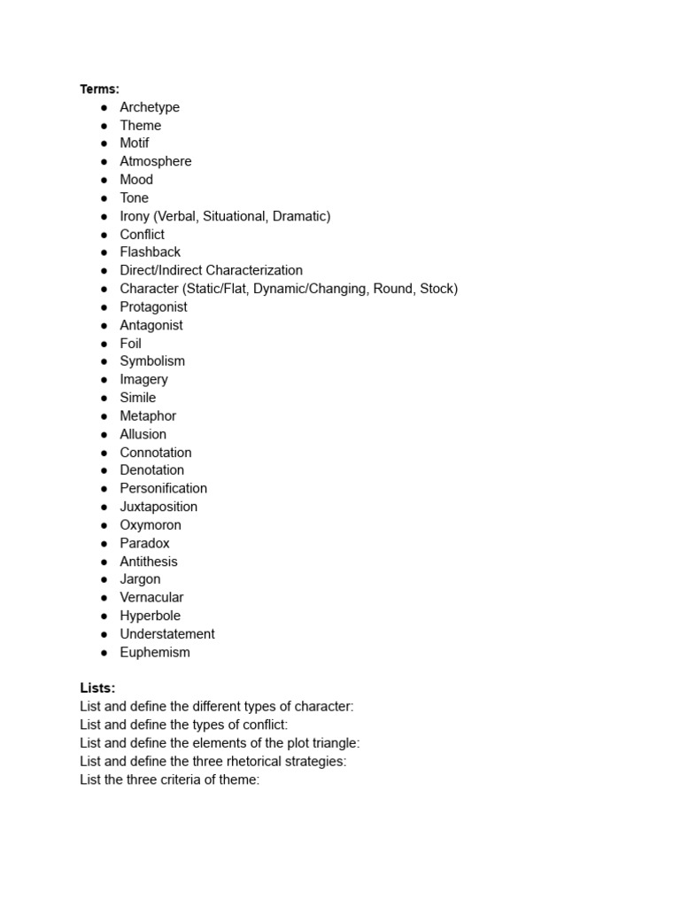 EOC Review Sheet | PDF