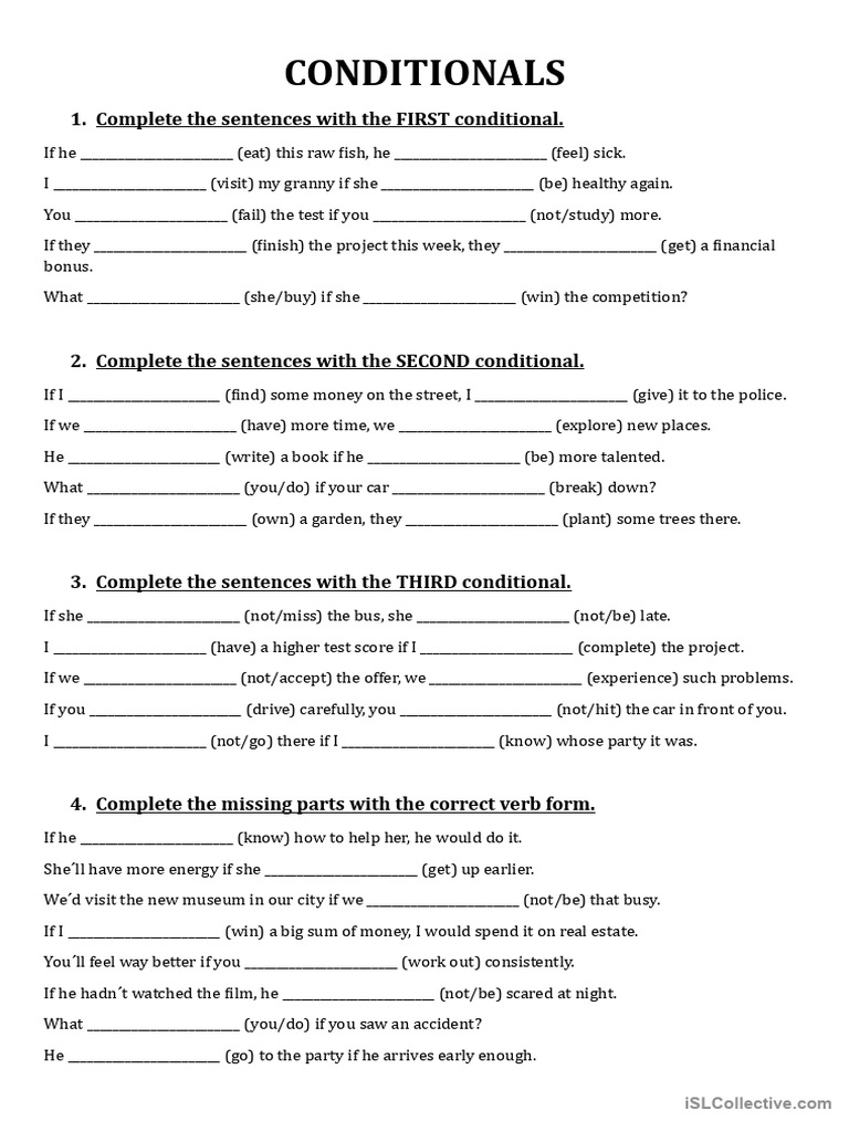 Conditionals 1-3 Grammar Drill | PDF