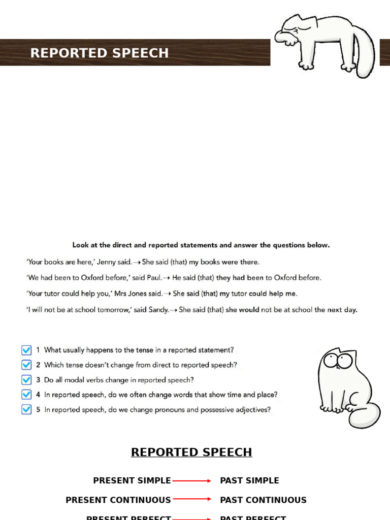 Reported Speech Tenses Guide | PDF