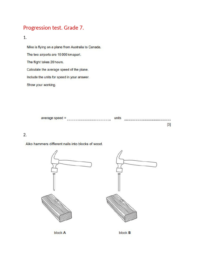 Progression Test Grade 7 | PDF