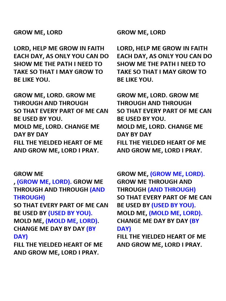 Grow Me, Lord | PDF