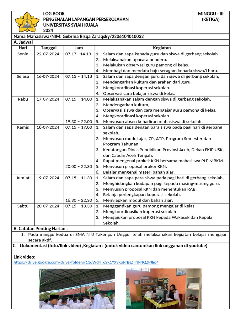 Log Book Minggu 3 | PDF