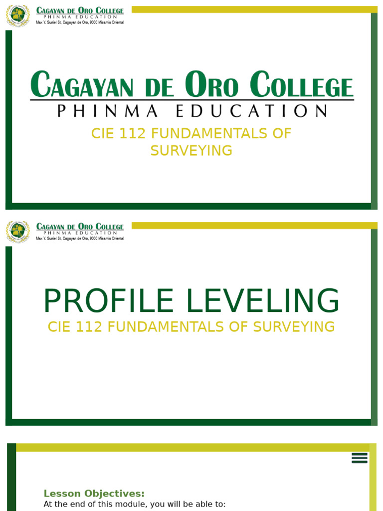 Cie 112 Lesson 9 Profile Leveling | PDF