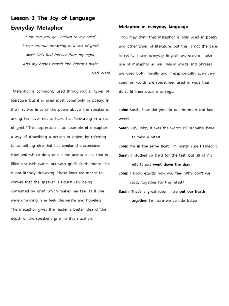 Lesson 3 The Joy of Language | PDF | Metaphor | Poetry