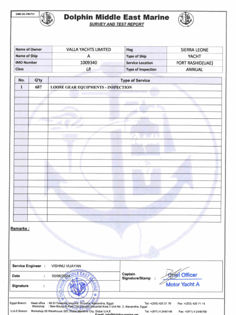 LA1 Lifting Equipment - Annual Inspection Report Certificate | PDF