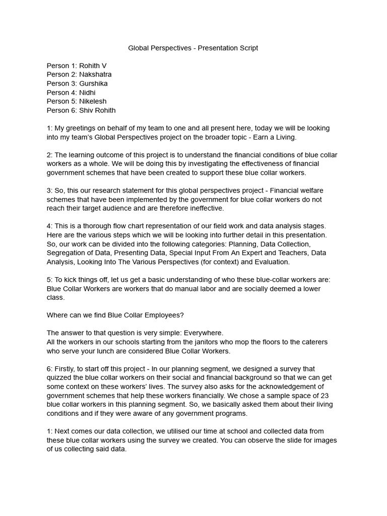 GP Final Presentation Script | PDF | Employment | Economies