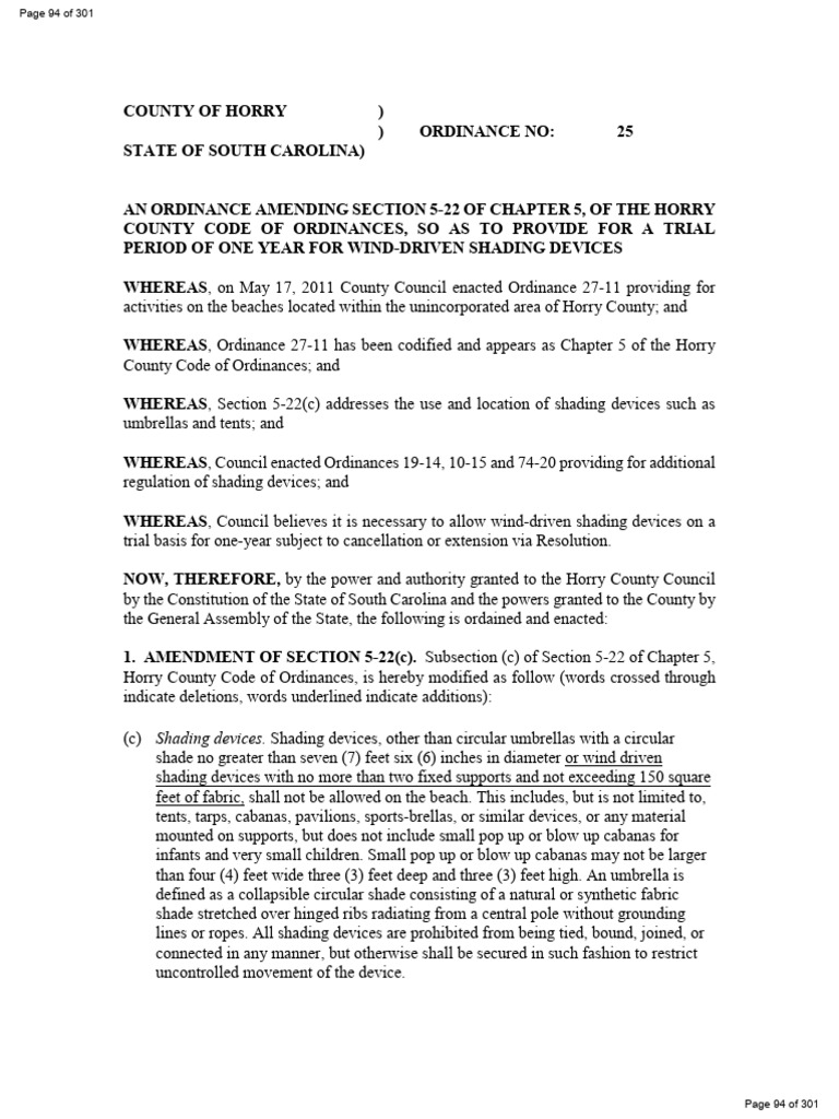 Horry County wind-driven shading devices proposed resolution | PDF ...
