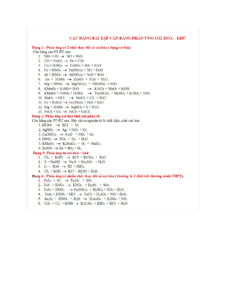 Bài tập oxh khử hsg | PDF