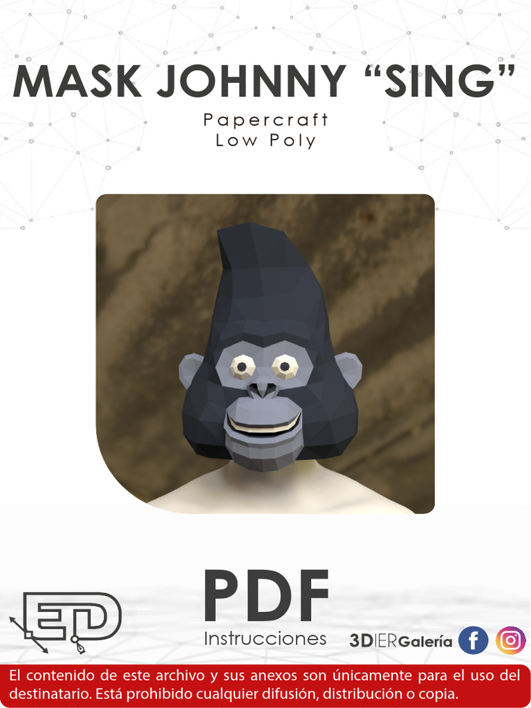 Máscara Johnny Sing Papercraft | PDF | Equipo de oficina | Impresión
