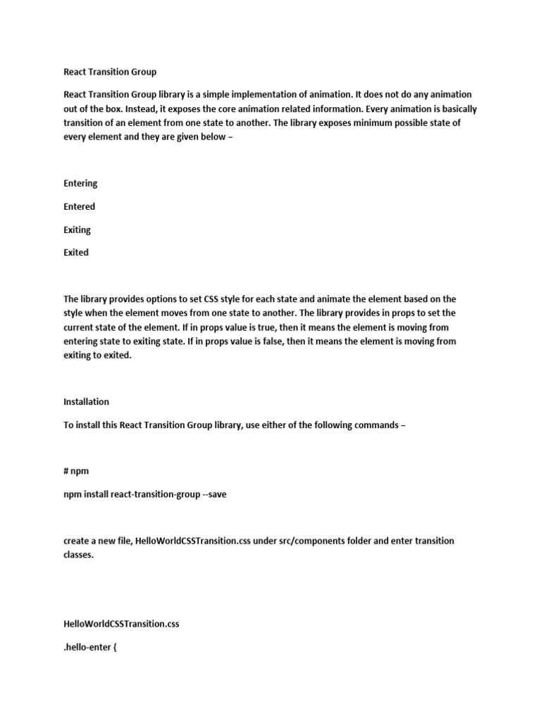 React Transition | PDF