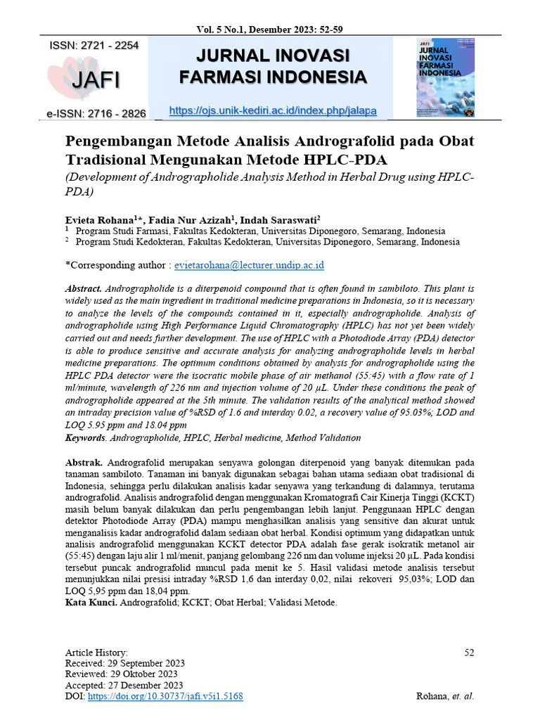 Pengembangan Metode Analisis Andrografolid Pada Obat Tradisional ...