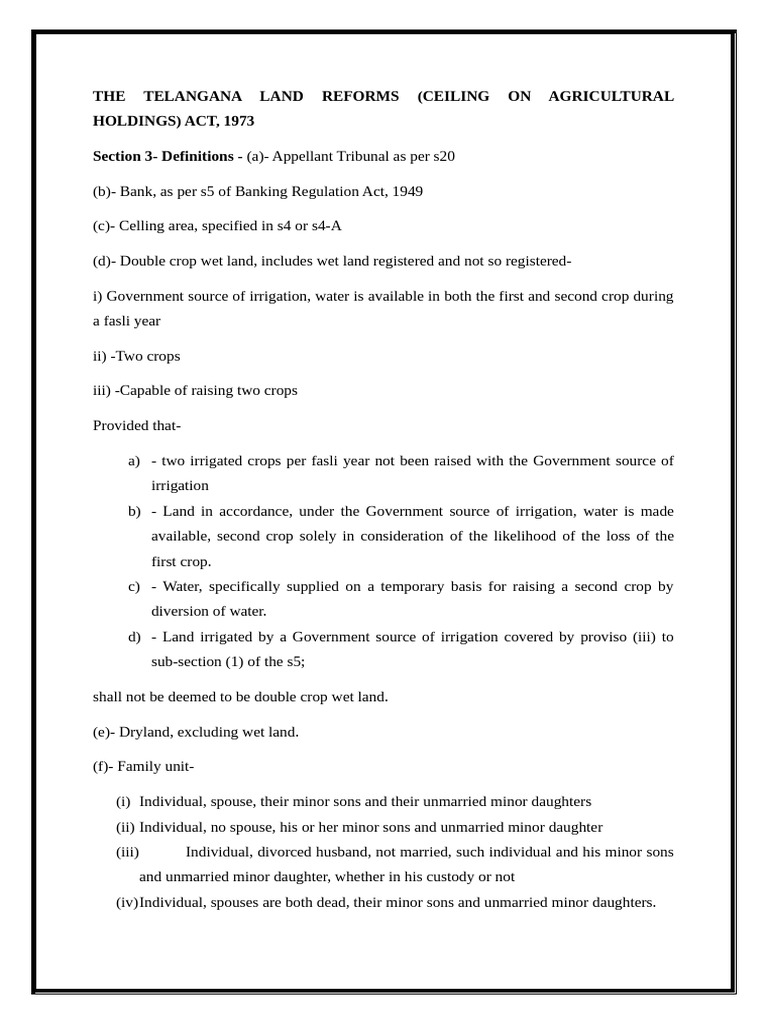 Telangana Land Ceiling Act, 1973 | PDF | Leasehold Estate | Tribunal