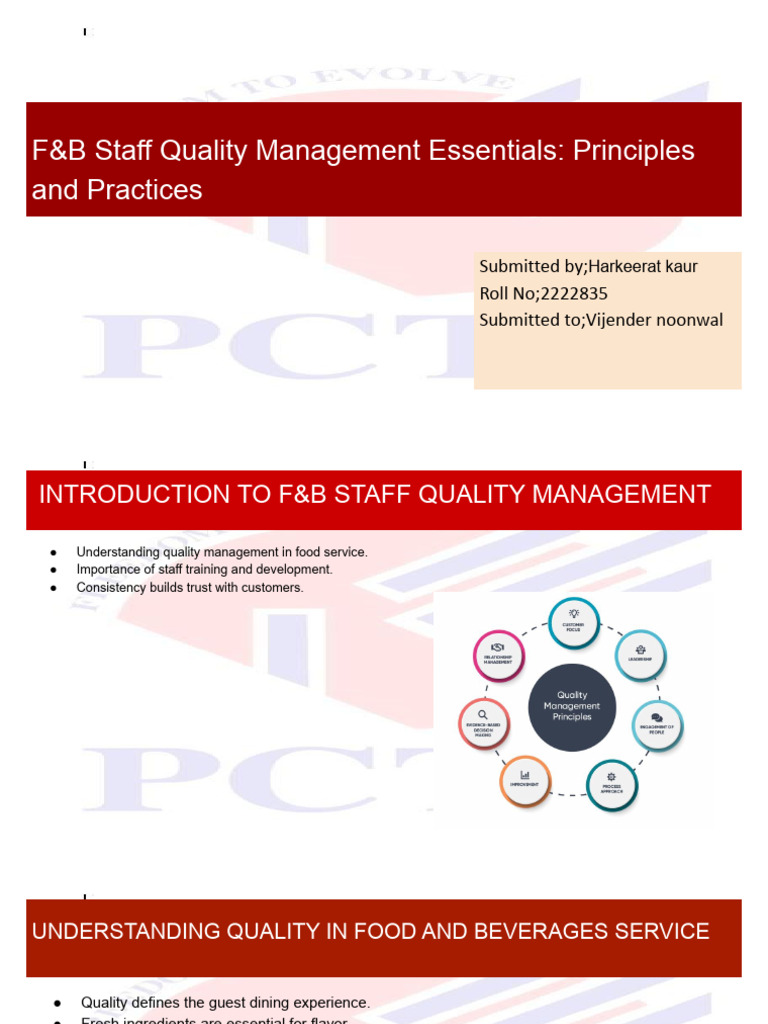 F&B Staff Quality Management Guide | PDF