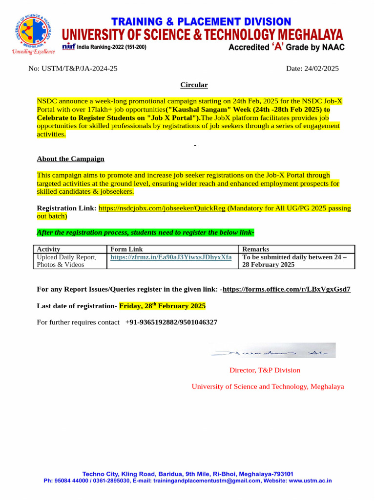 T&P, Circular - JA - NSDC Report | PDF