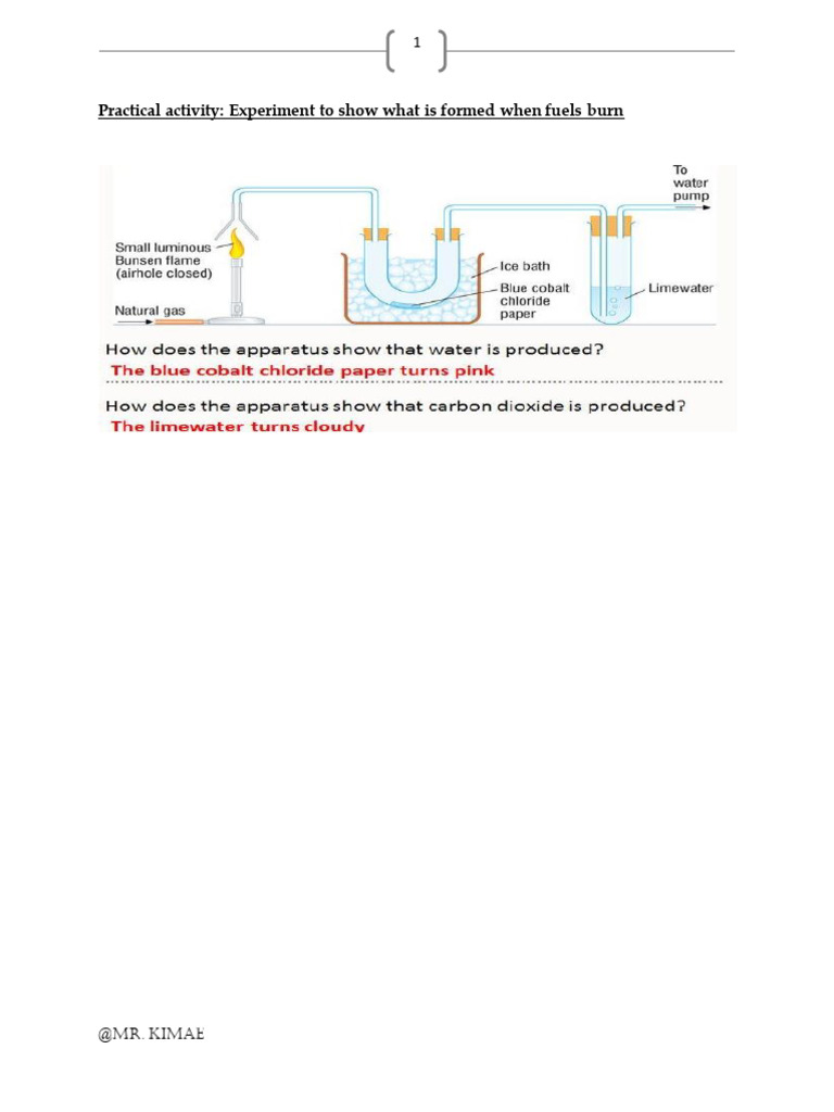 Practical Activity - Products of Combustion of Fossil Fuels | PDF