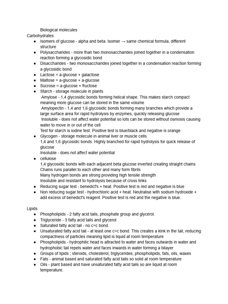 Biological Molecules: Carbs and Lipids | PDF | Glucose | Lipid